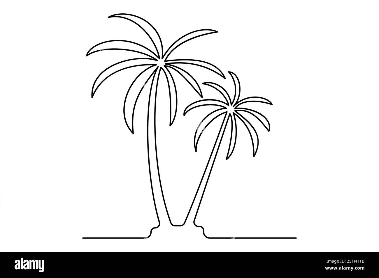 Continuous one line palm tree drawing Isolated on white background vector illustration Stock ...