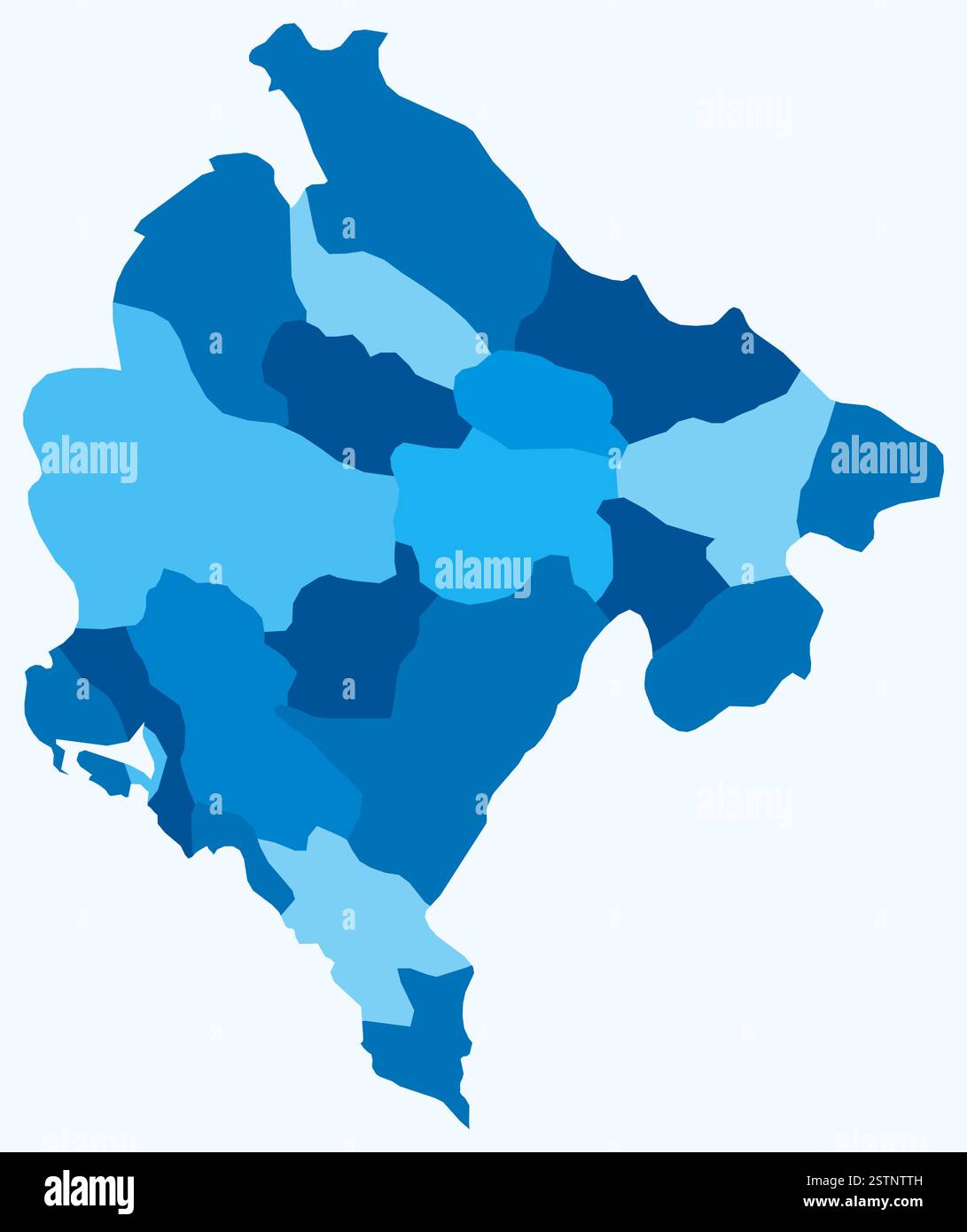 Map of Montenegro with regions. Just a simple country border map with ...