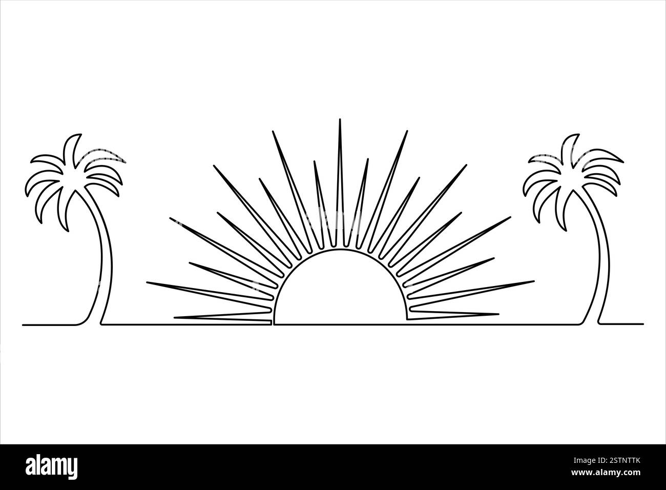 Continuous one line palm tree drawing Isolated on white background ...