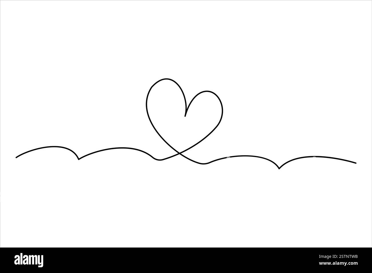 Continuous one line Heart and love sign symbol drawing Isolated on ...