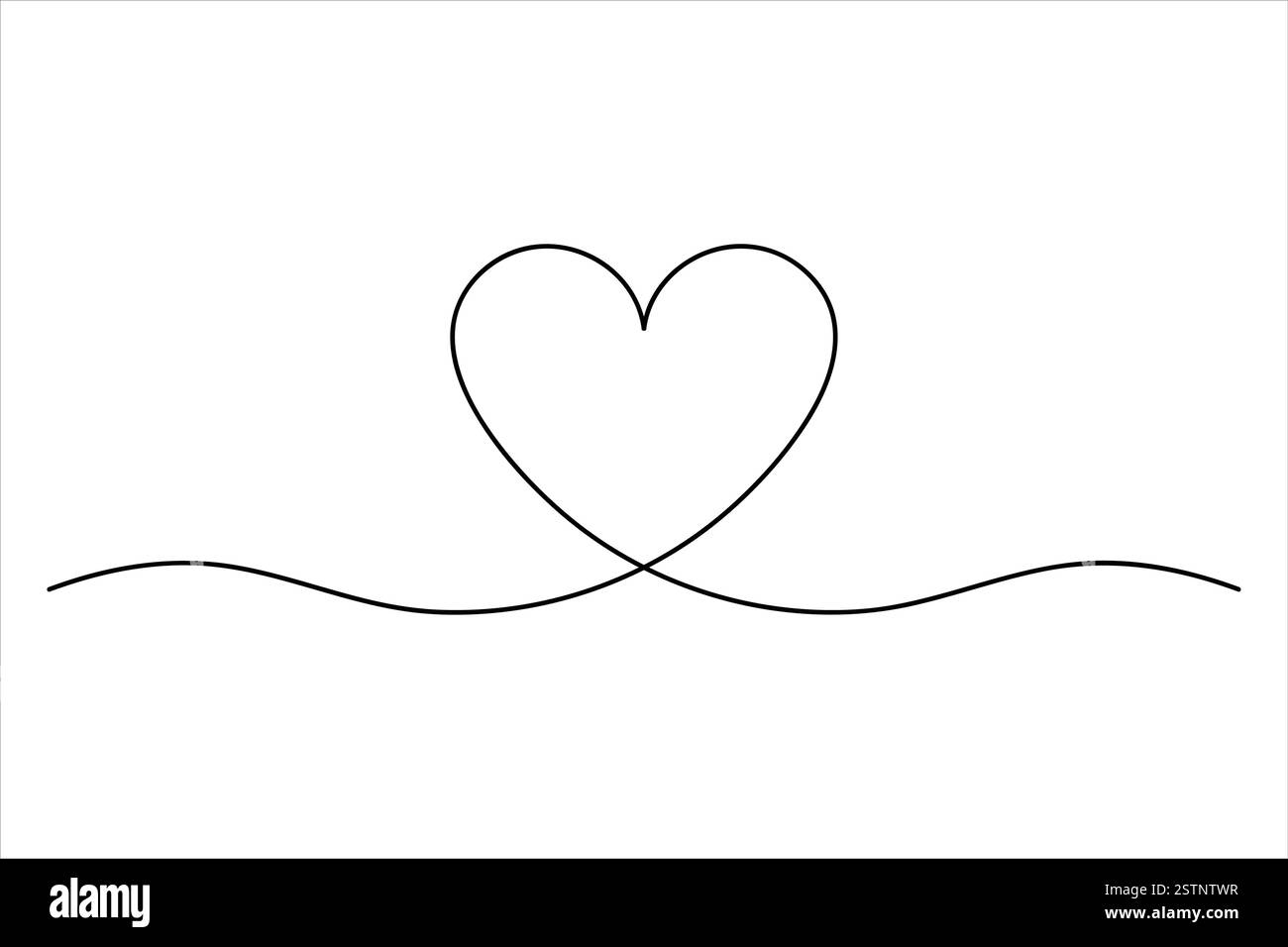 Continuous one line Heart and love sign symbol drawing Isolated on ...
