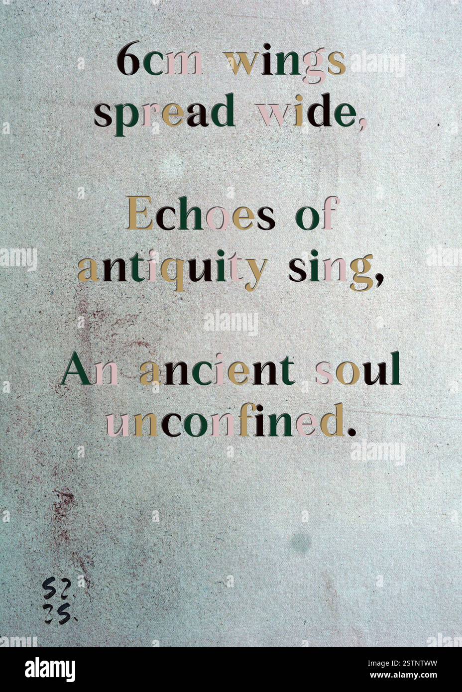 6cm wings spread wide, Echoes of antiquity sing, An ancient soul ...