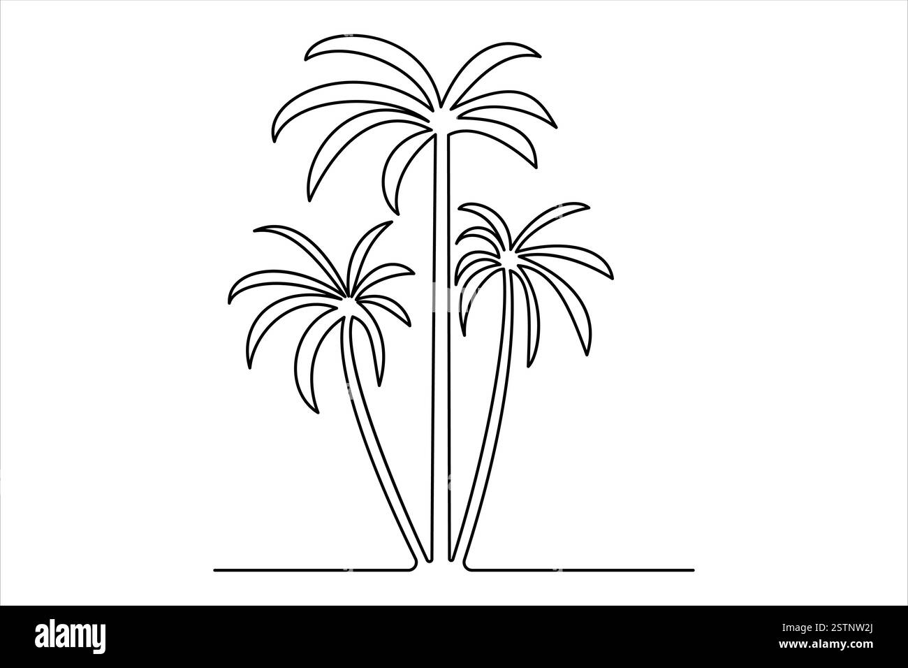 Continuous one line palm tree drawing Isolated on white background ...