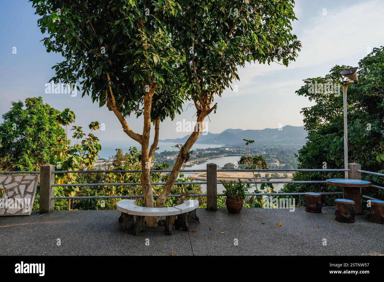 Serene viewing terrace at Kao Hua Jook Pagoda in Ko Samui featuring a ...