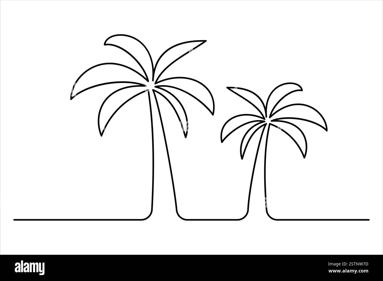 Continuous one line palm tree drawing Isolated on white background ...