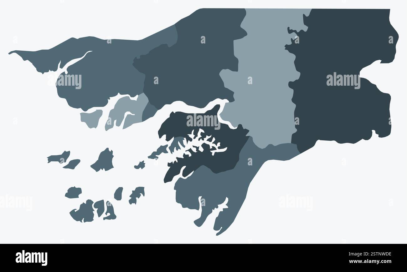 Map of Guinea-Bissau with regions. Just a simple country border map ...