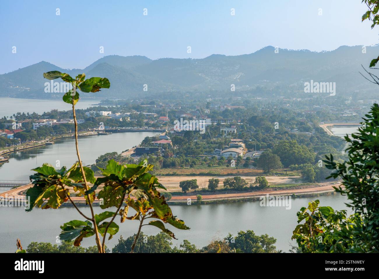 Expansive view of Chaweng Lake from Kao Hua Jook Pagoda in Ko Samui ...