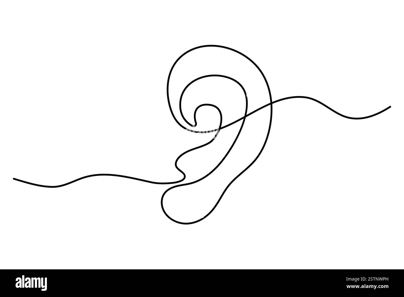 Continuous one line drawing of human ear Isolated on white background ...