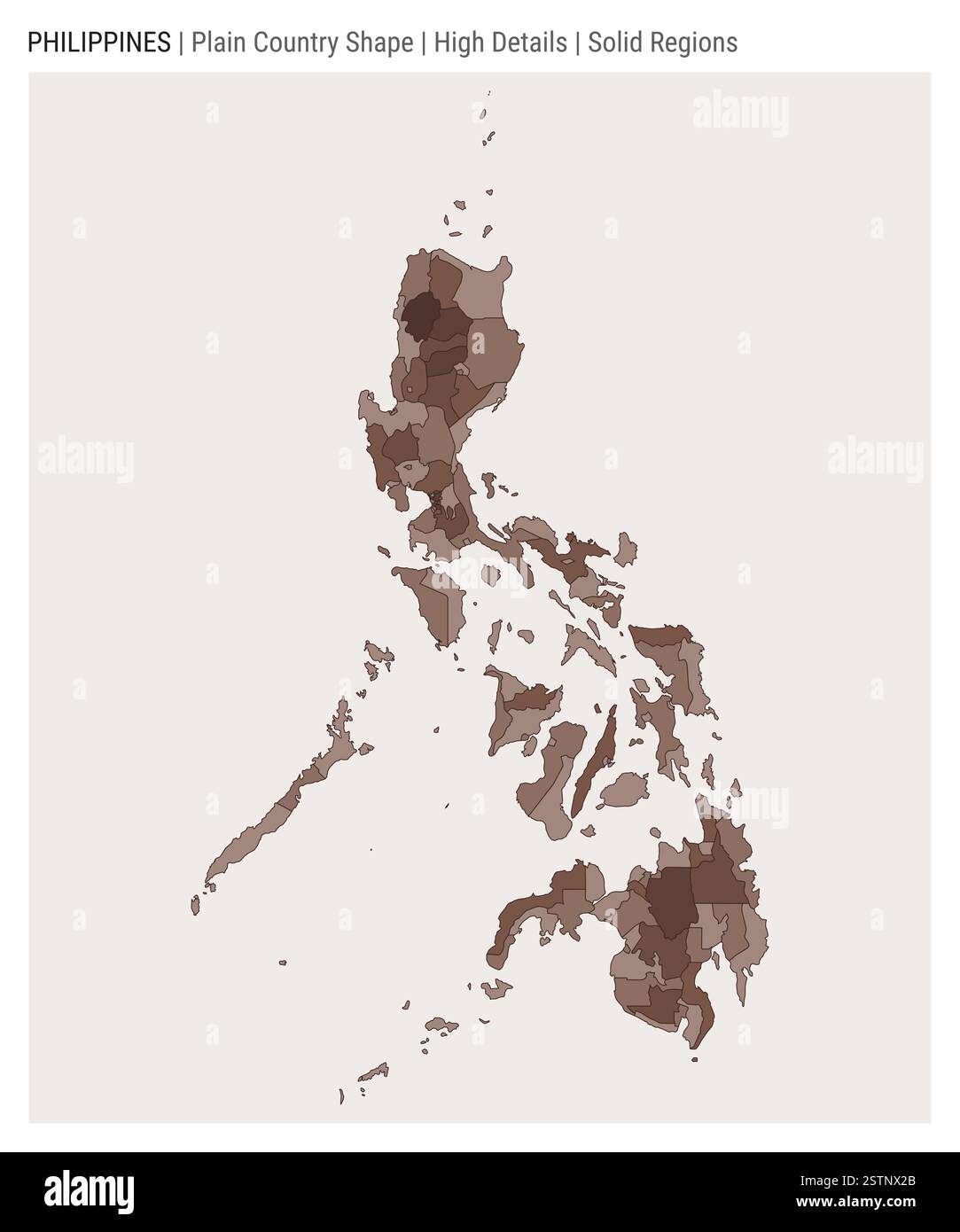 Philippines plain country map. High details. Solid regions style. Shape ...