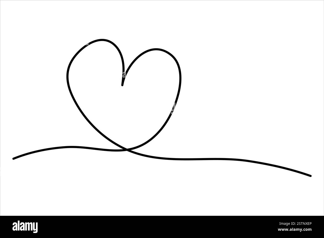 Continuous one line Heart and love sign symbol drawing Isolated on ...