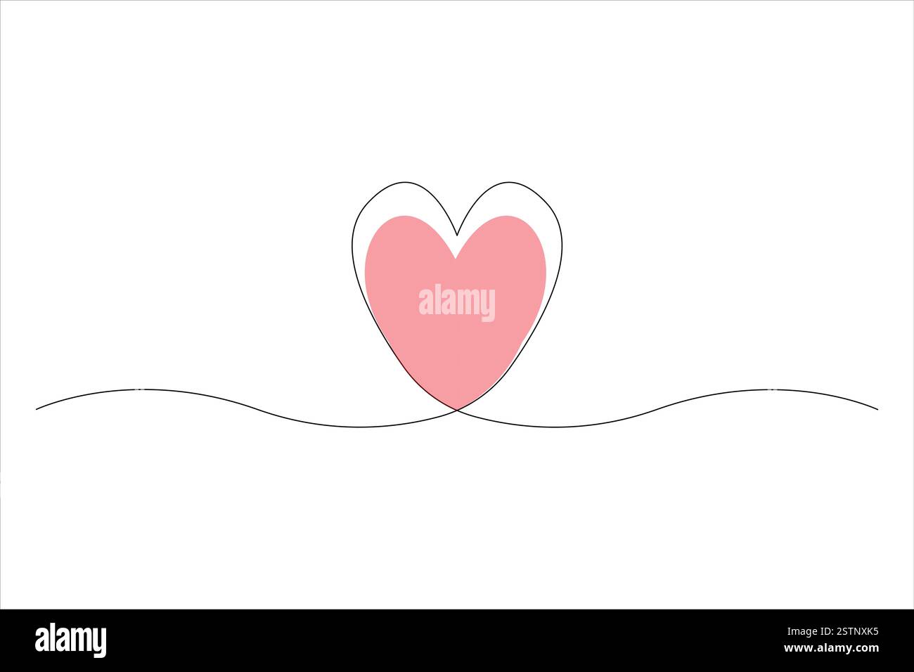 Continuous one line Heart and love sign symbol drawing Isolated on ...