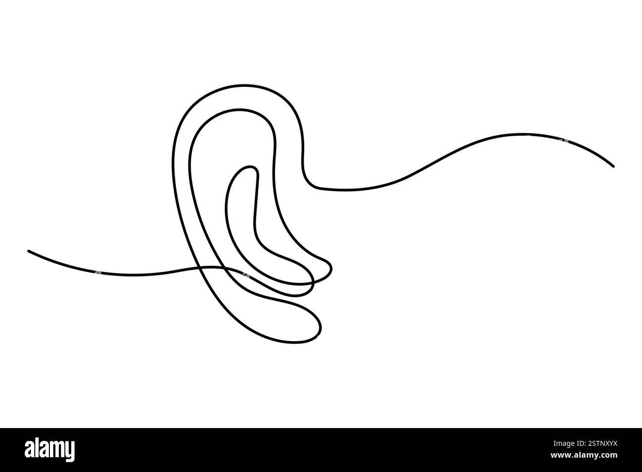 Continuous one line drawing of human ear Isolated on white background ...