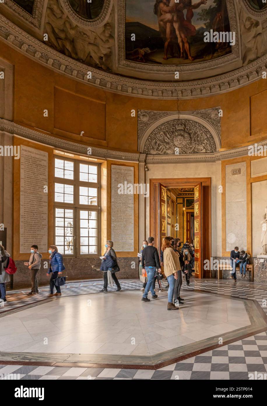 Paris, France - 02 23 2022: Louvre Museum. Round room Hall with marble ...