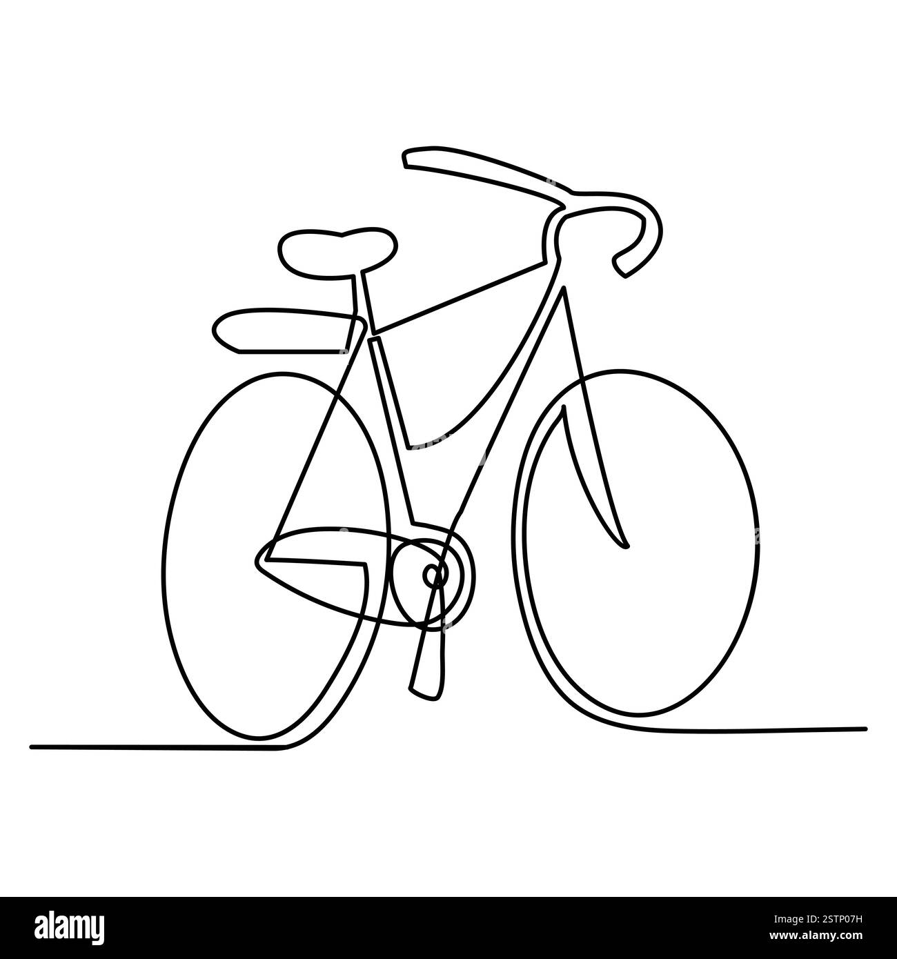 Continuous one line drawing of bicycle outline vector art illustration ...