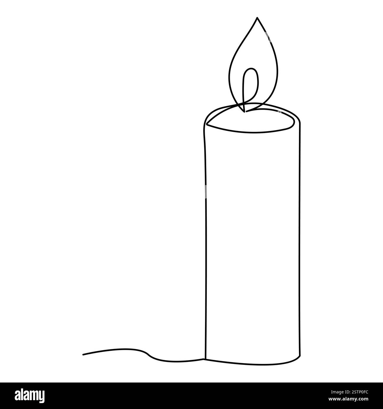 Continuous one line drawing of candle isolated on white Vector ...