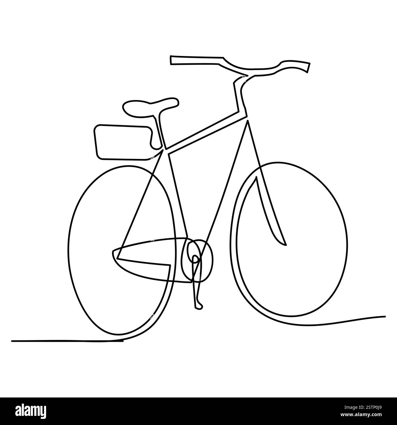 Continuous one line drawing of bicycle outline vector art illustration ...