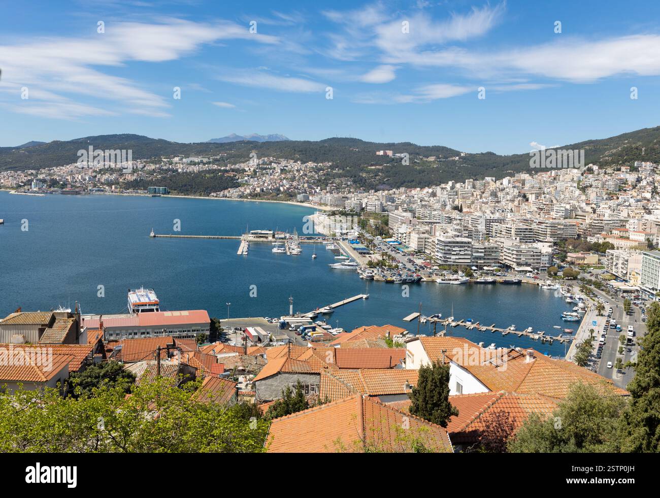 5 april, 2024, Cavala Greece. Port of Kavala photographed from ancient ...