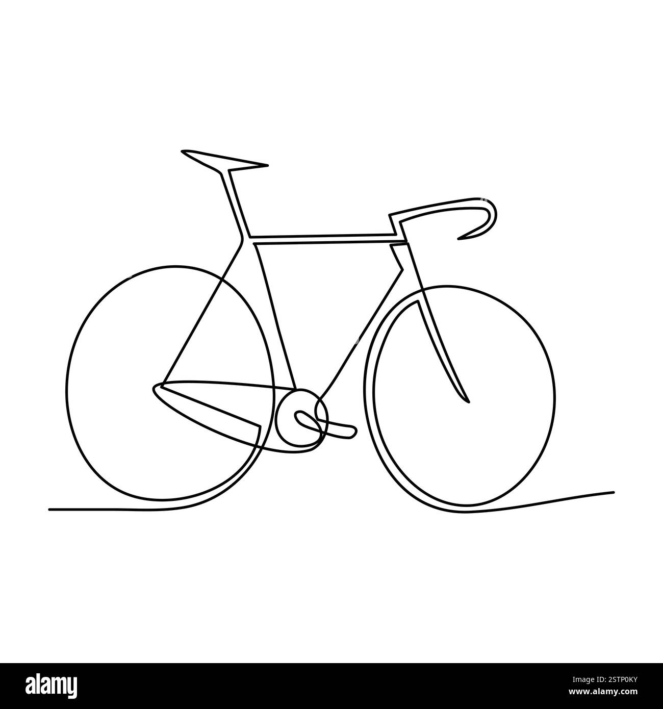 Continuous one line drawing of bicycle outline vector art illustration ...