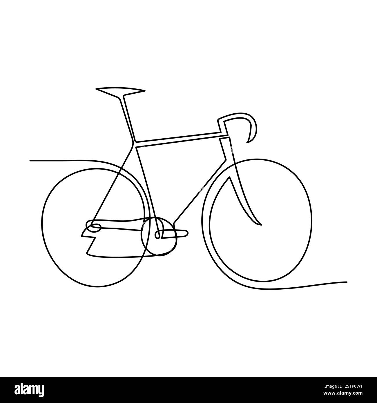 Continuous one line drawing of bicycle outline vector art illustration ...
