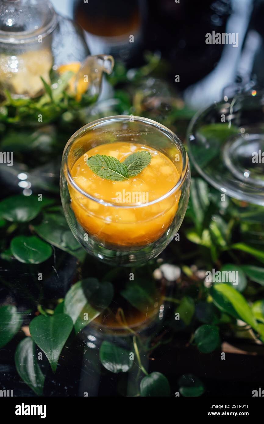Fresh passion fruit and a glass of passion fruit drink Stock Photo - Alamy