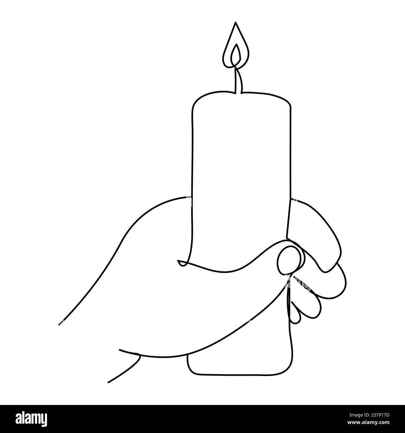 Continuous one line drawing of candle isolated on white Vector ...