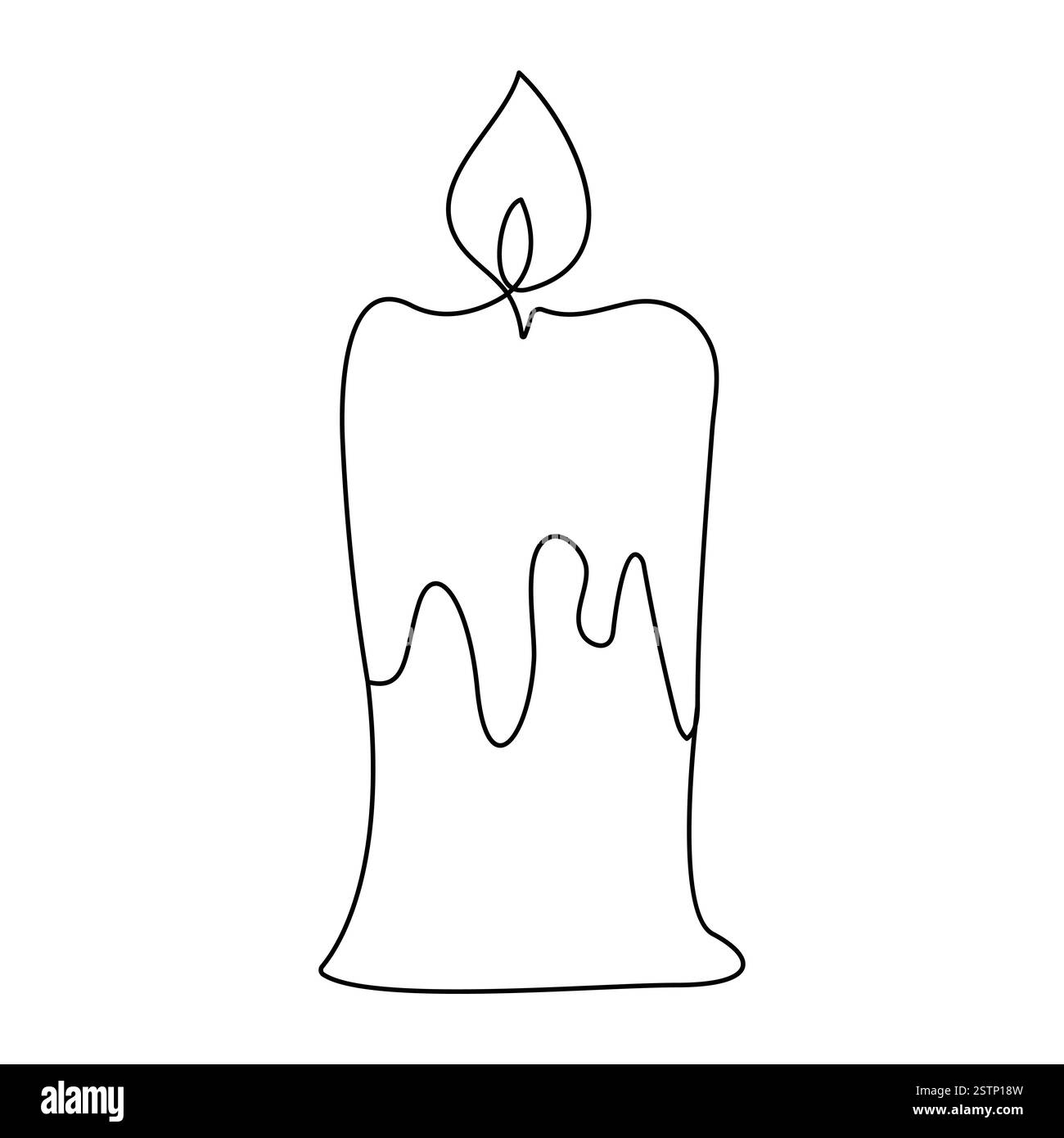Continuous one line drawing of candle isolated on white Vector ...