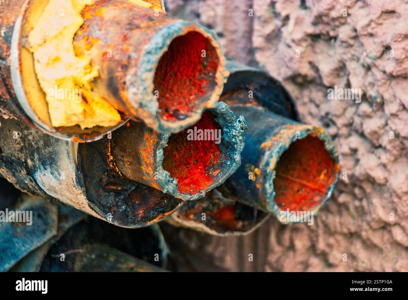 Junk yard with old pipes Stock Photo - Alamy