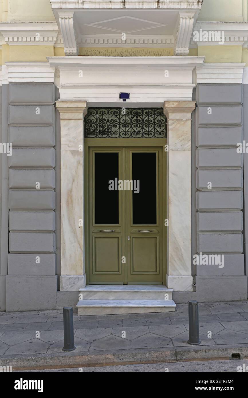 Big green door building entrance with glass hi-res stock photography ...