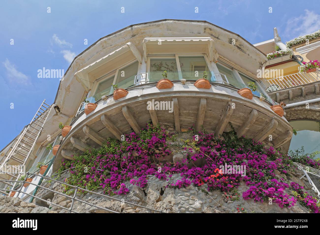 Round house balcony in positano at amalfi italy hi-res stock ...