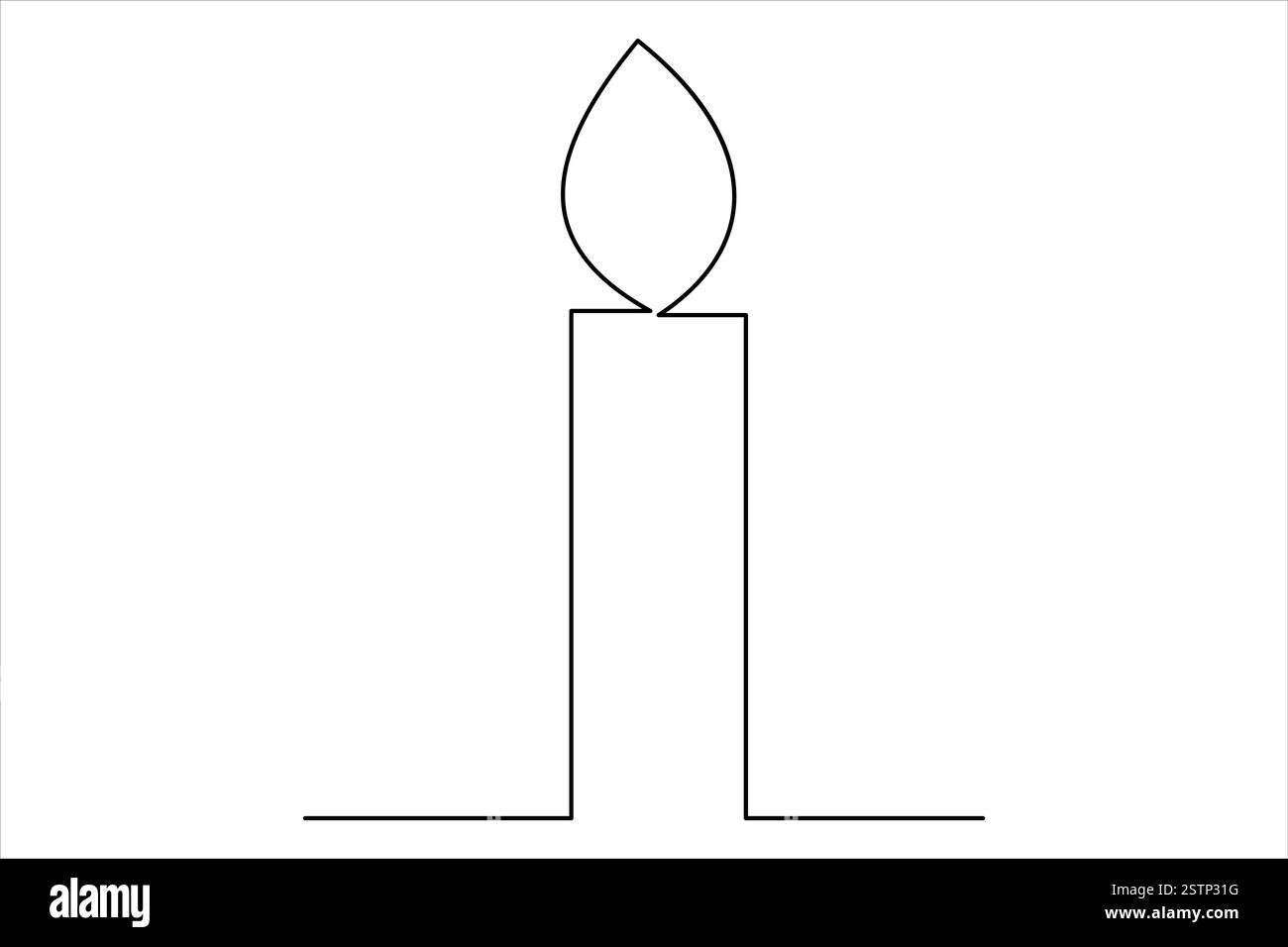 Continuous one line drawing of candle isolated on white Vector ...