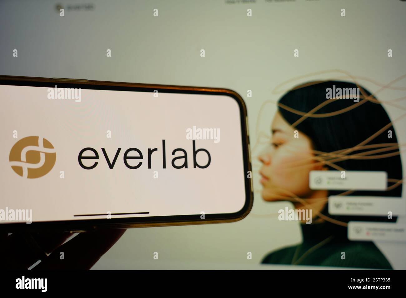 Roosendaal, The Netherlands - February 19, 2025: A mobile phone displaying the logo of Everlab ...