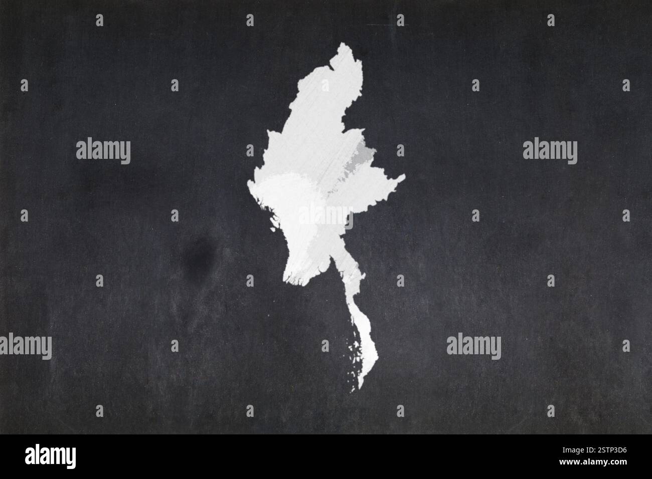 Blackboard with a the map of Myanmar drawn in the middle Stock Photo ...