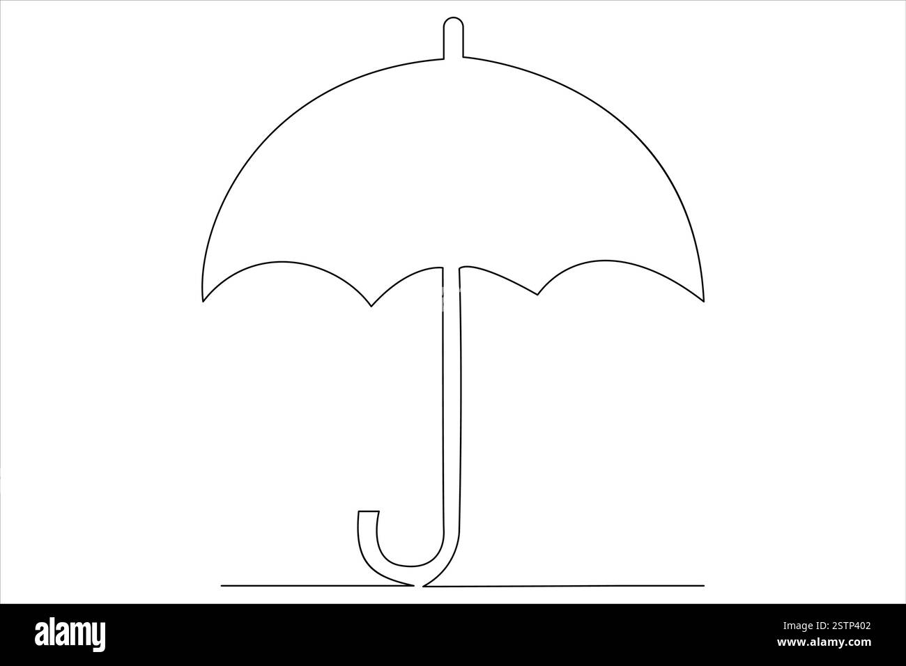 Continuous One line drawing of umbrella outline vector art ...