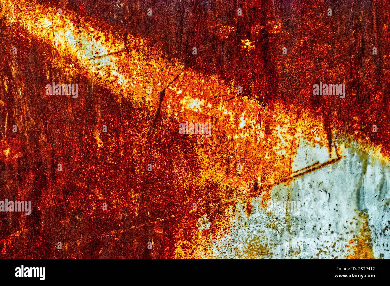 Rusty iron sheet with line of white paint in the diagonal Stock Photo ...