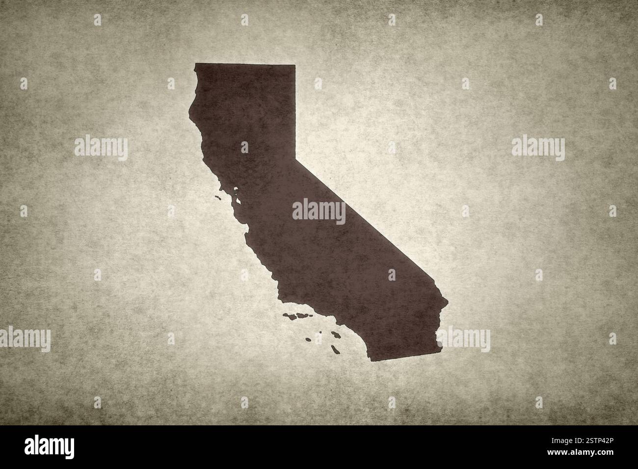 Grunge map of the state of California (USA) printed on an old paper ...
