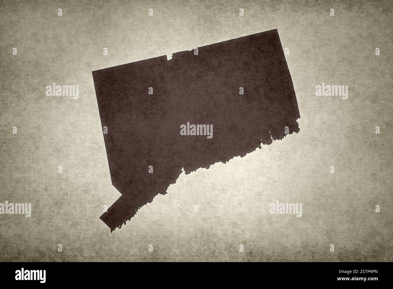 Grunge map of the state of Connecticut (USA) printed on an old paper ...