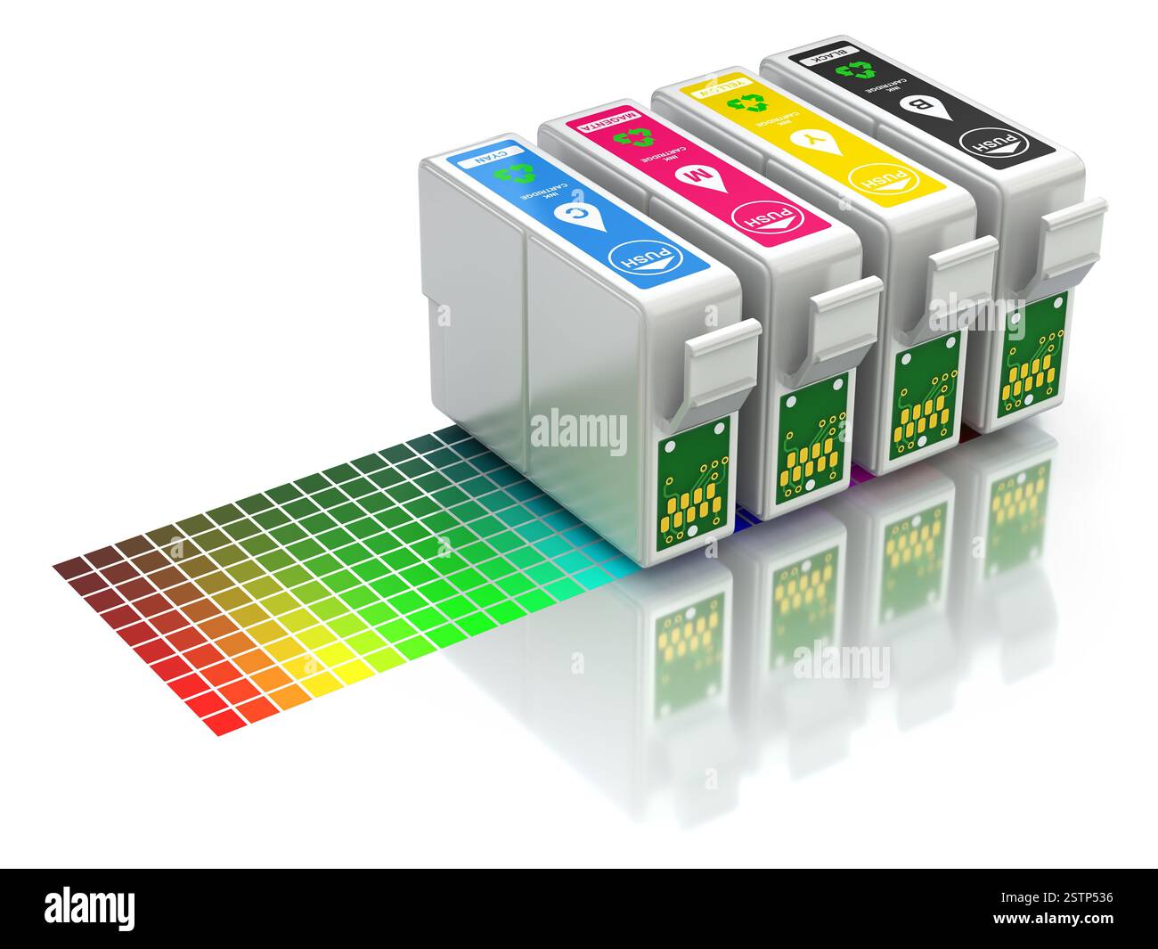 3D concept with CMYK cartridges and color chart Stock Photo - Alamy