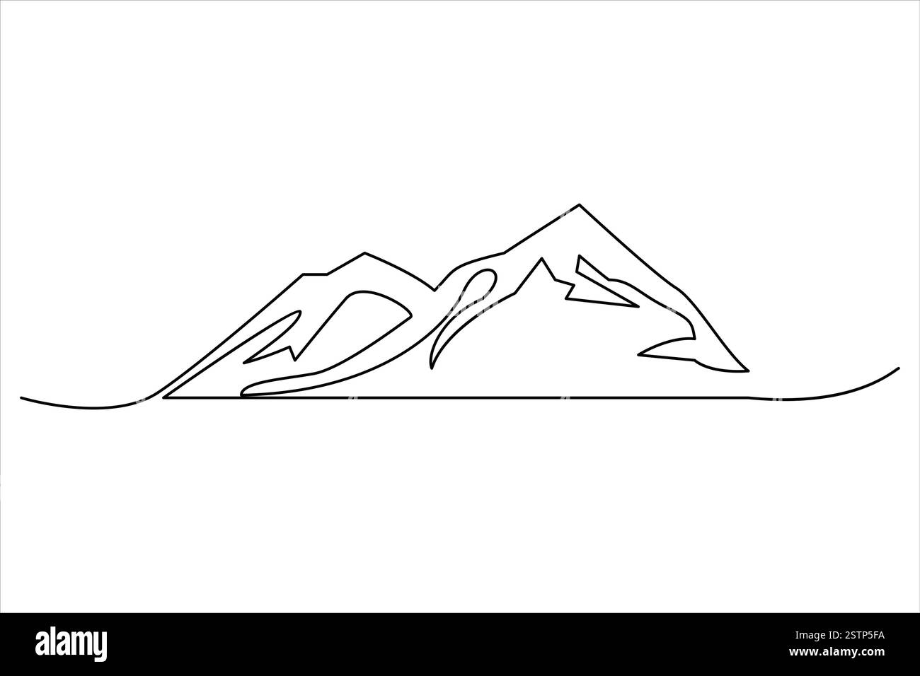 Continuous one line mountain range landscape outline vector art ...