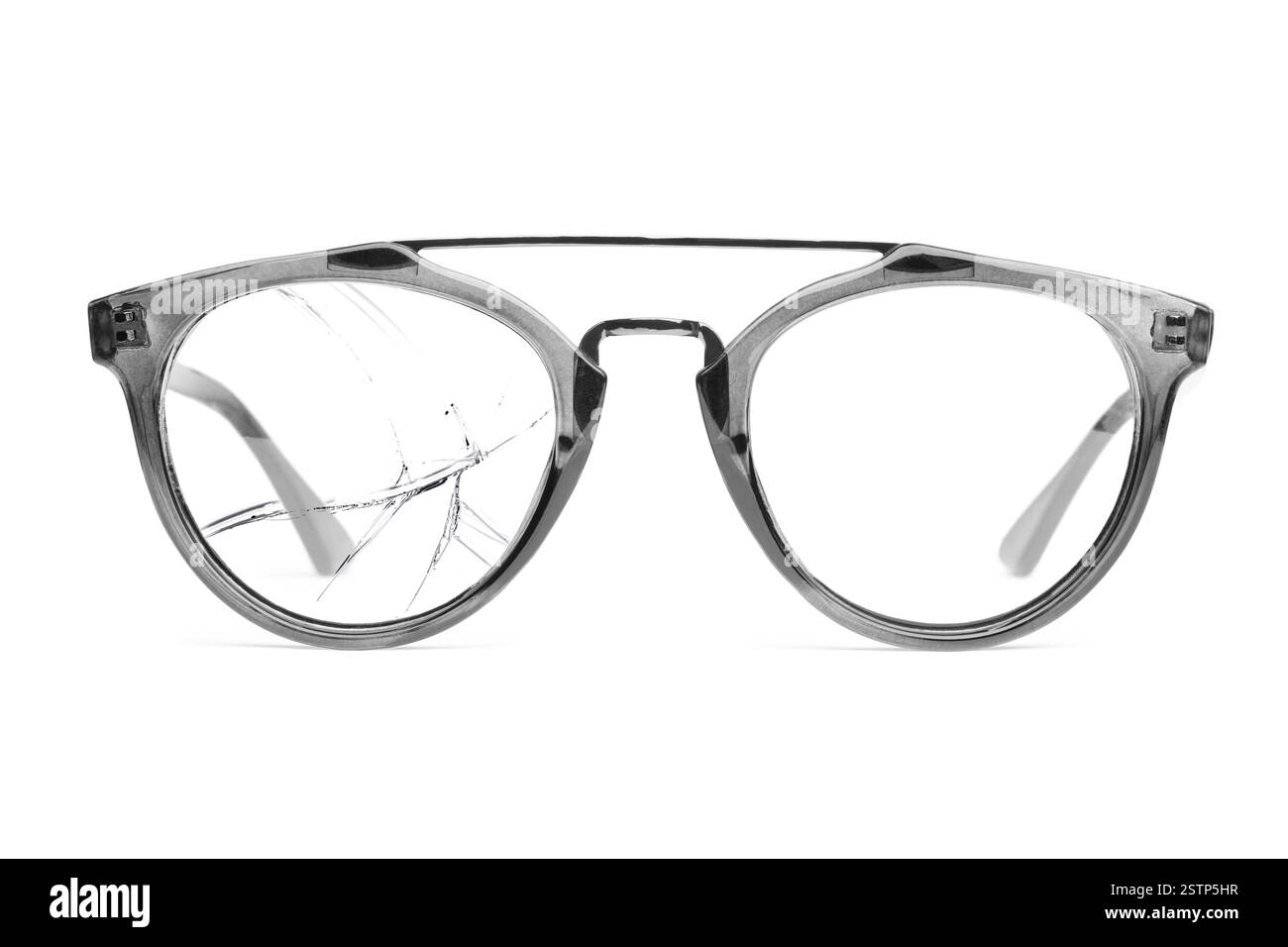 Eyeglasses with one broken lens isolated on white Stock Photo - Alamy