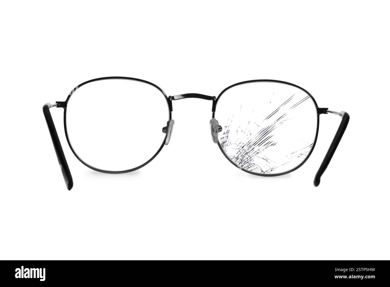 Eyeglasses with one broken lens isolated on white Stock Photo - Alamy