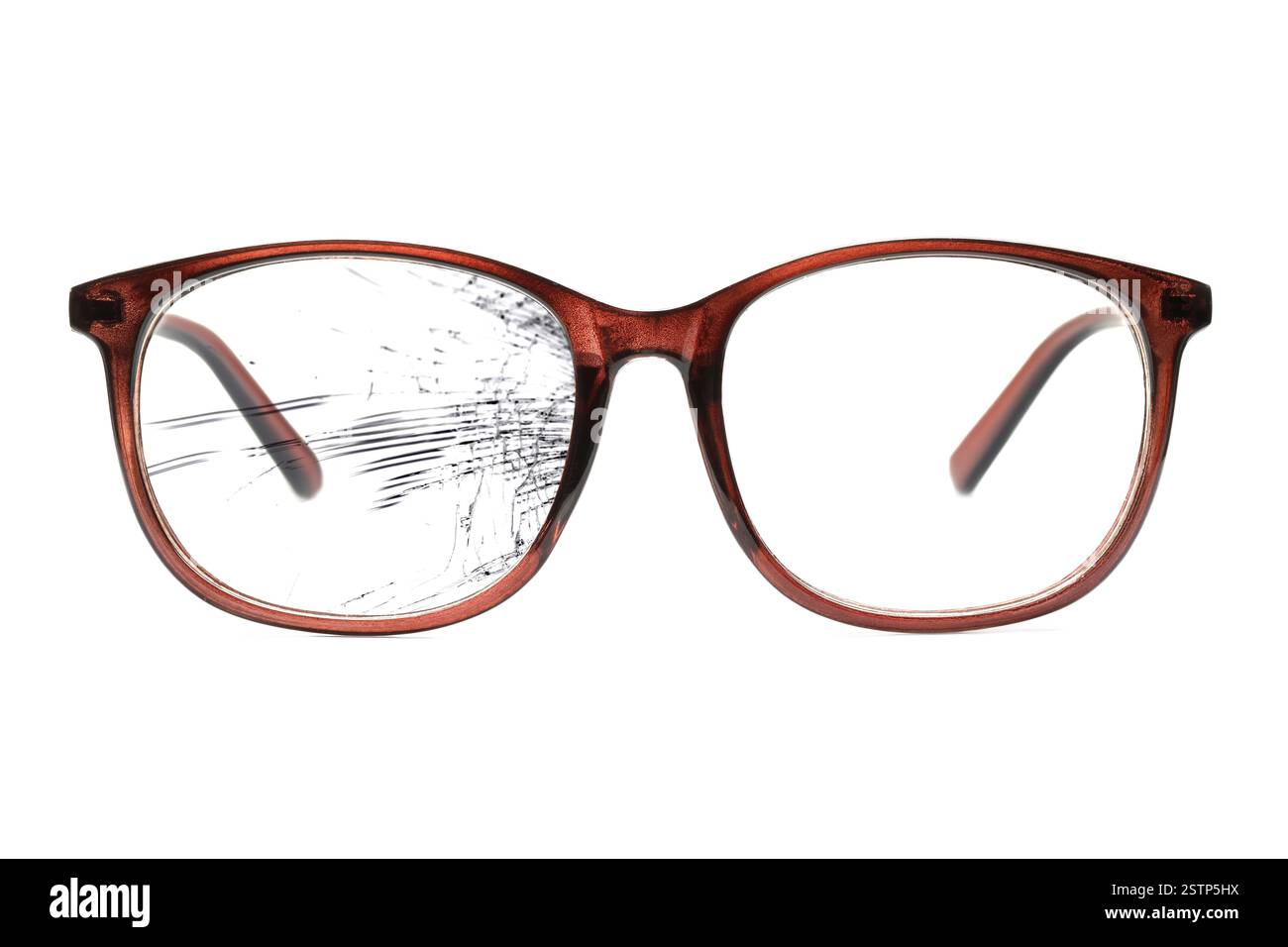 Eyeglasses with one broken lens isolated on white Stock Photo - Alamy