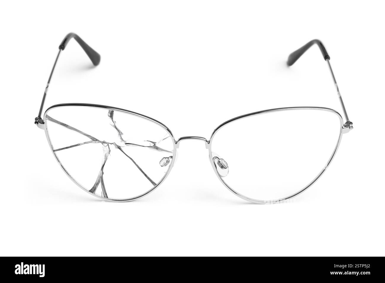 Eyeglasses with one broken lens isolated on white Stock Photo - Alamy