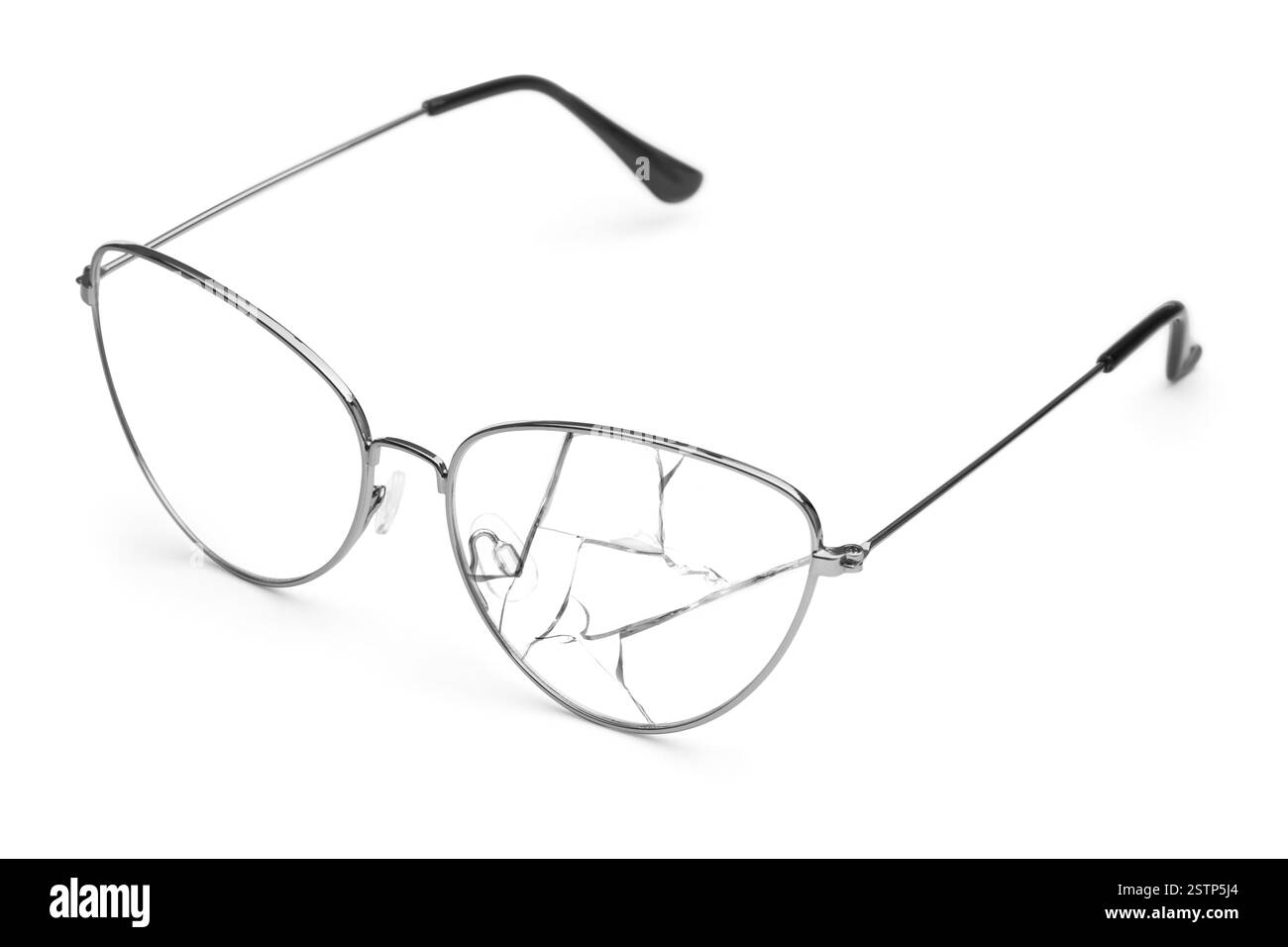 Eyeglasses with one broken lens isolated on white Stock Photo - Alamy