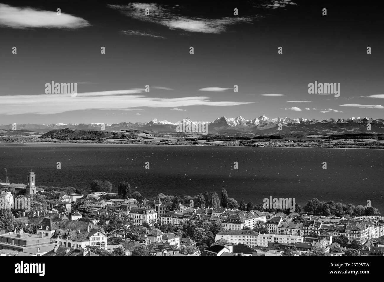 View to the Swiss Alps and in specific to the Jungfrau famous mountain ...