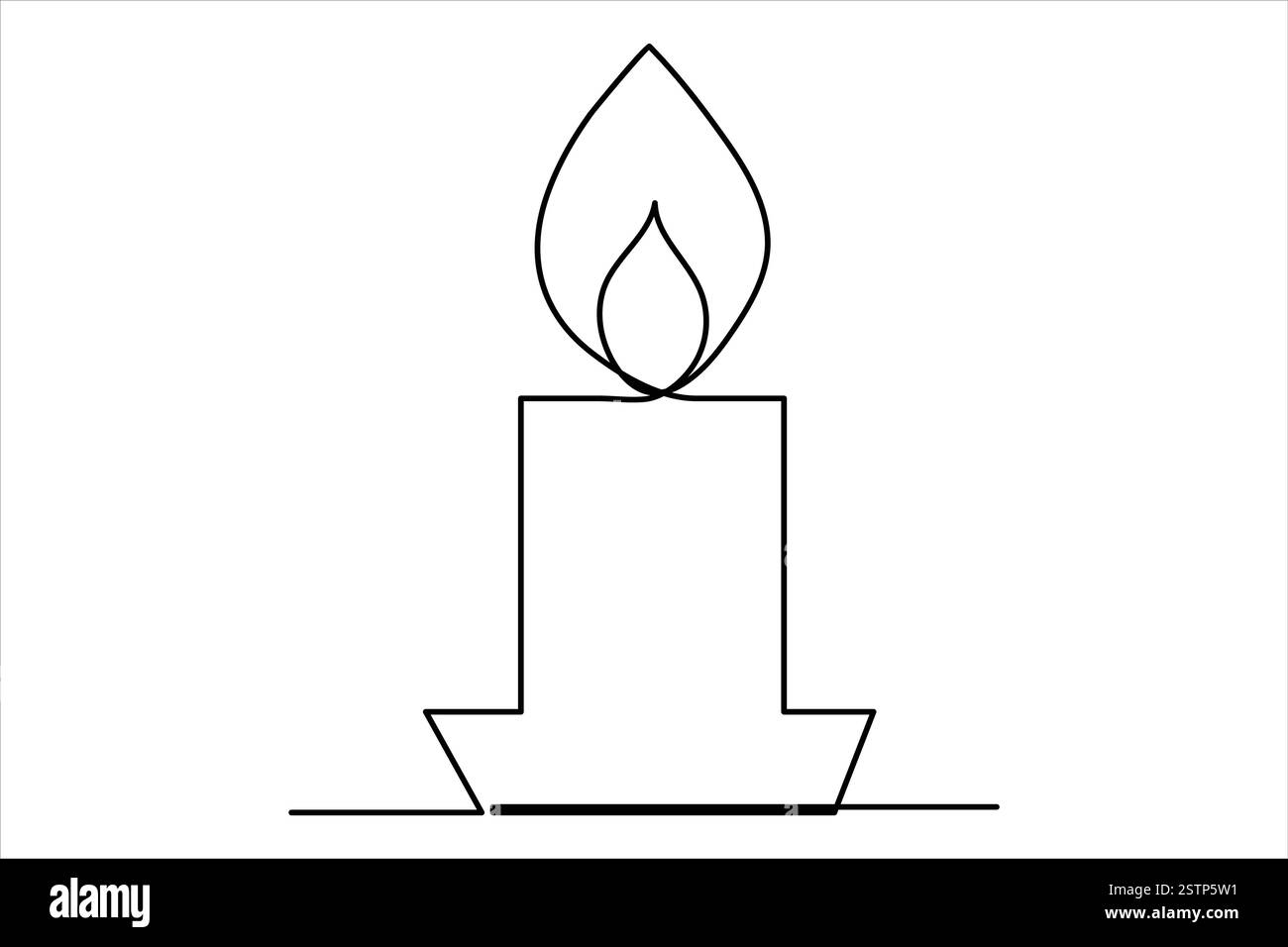Continuous one line drawing of candle isolated on white Vector ...