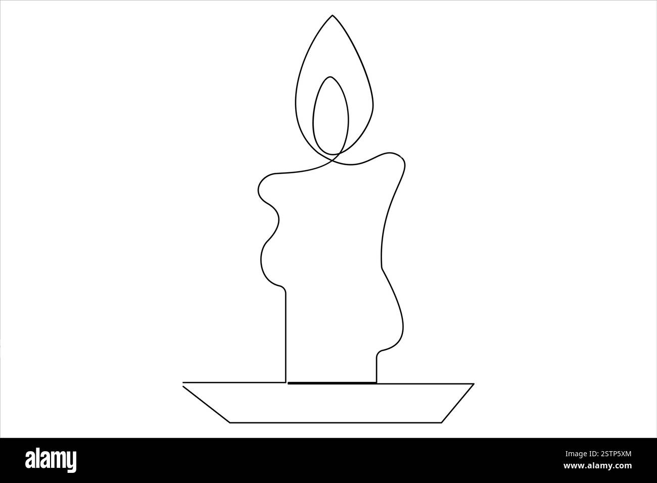 Continuous one line drawing of candle isolated on white Vector ...