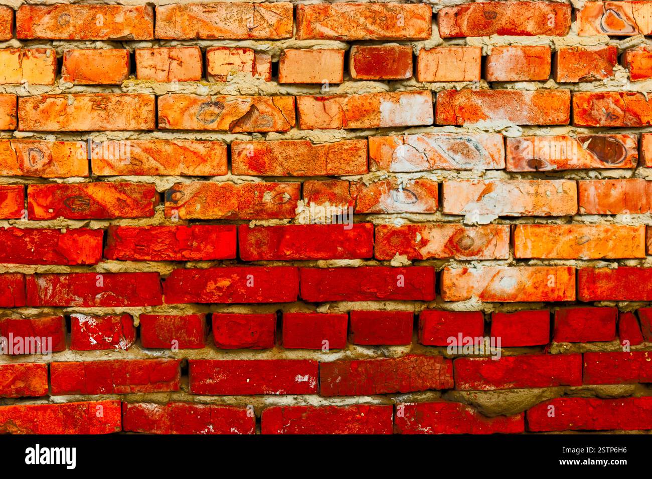 Red brick background half deep red Stock Photo - Alamy