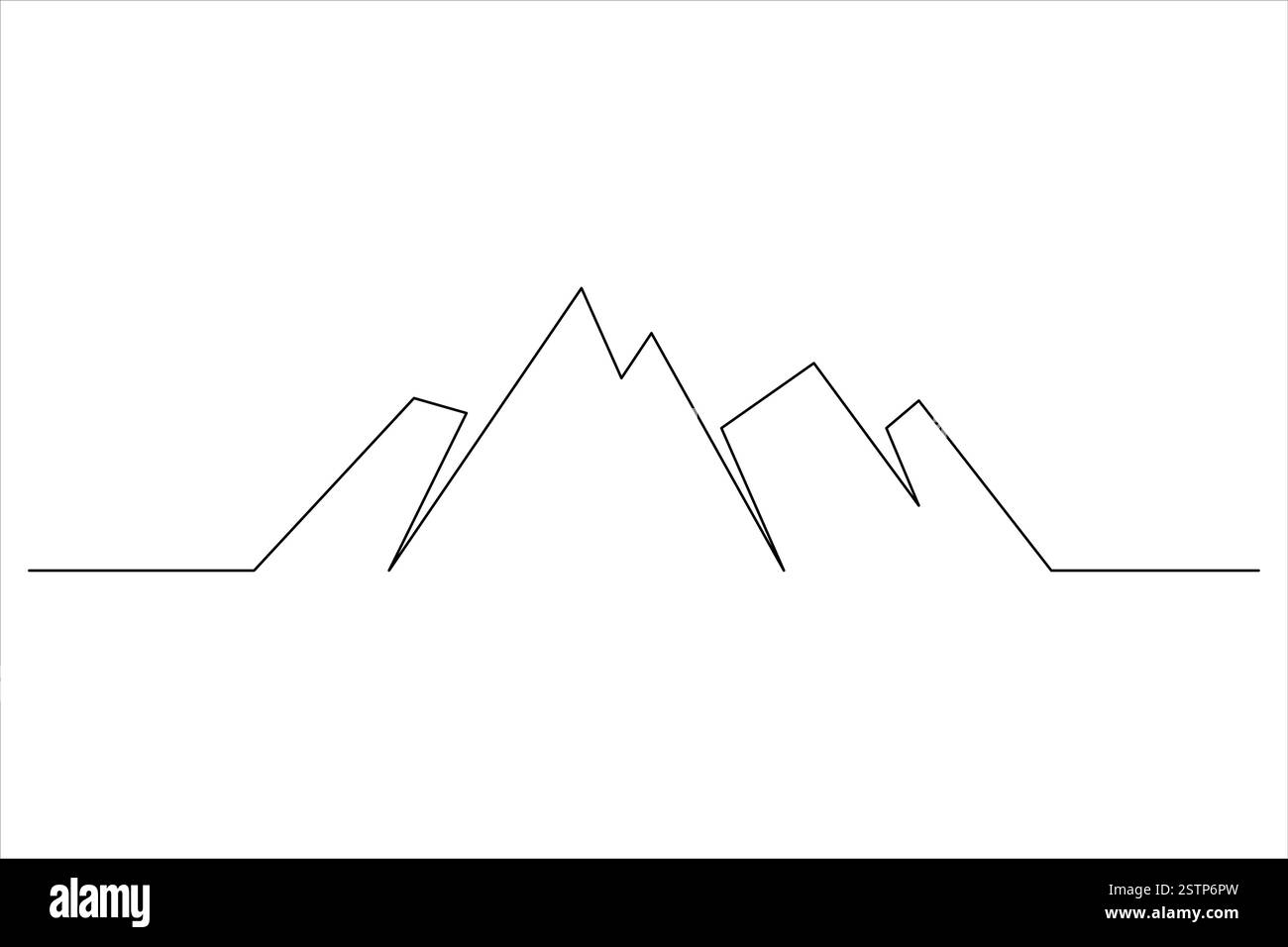 Continuous one line mountain range landscape outline vector art ...