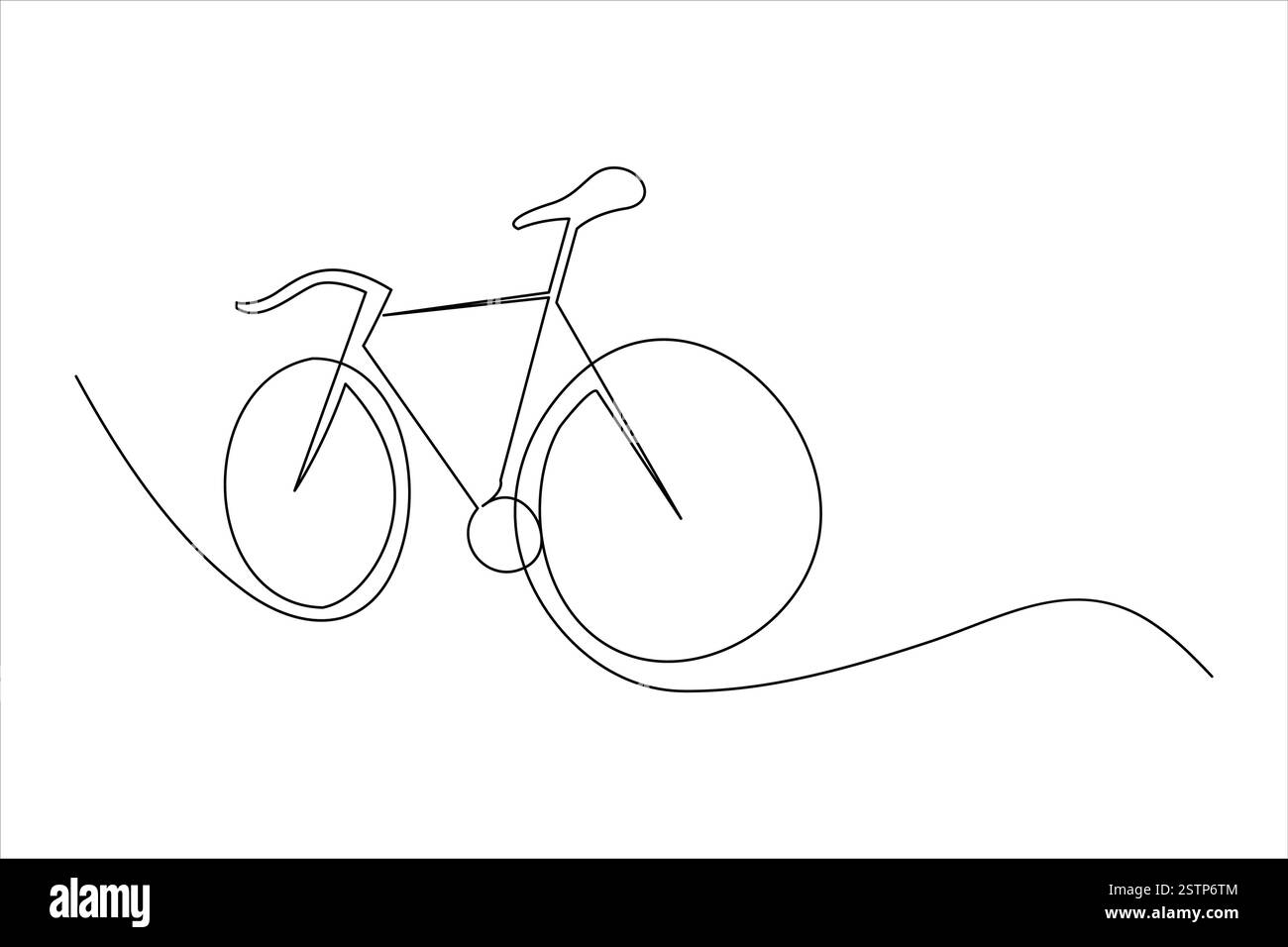 Continuous one line drawing of bicycle outline vector art illustration ...