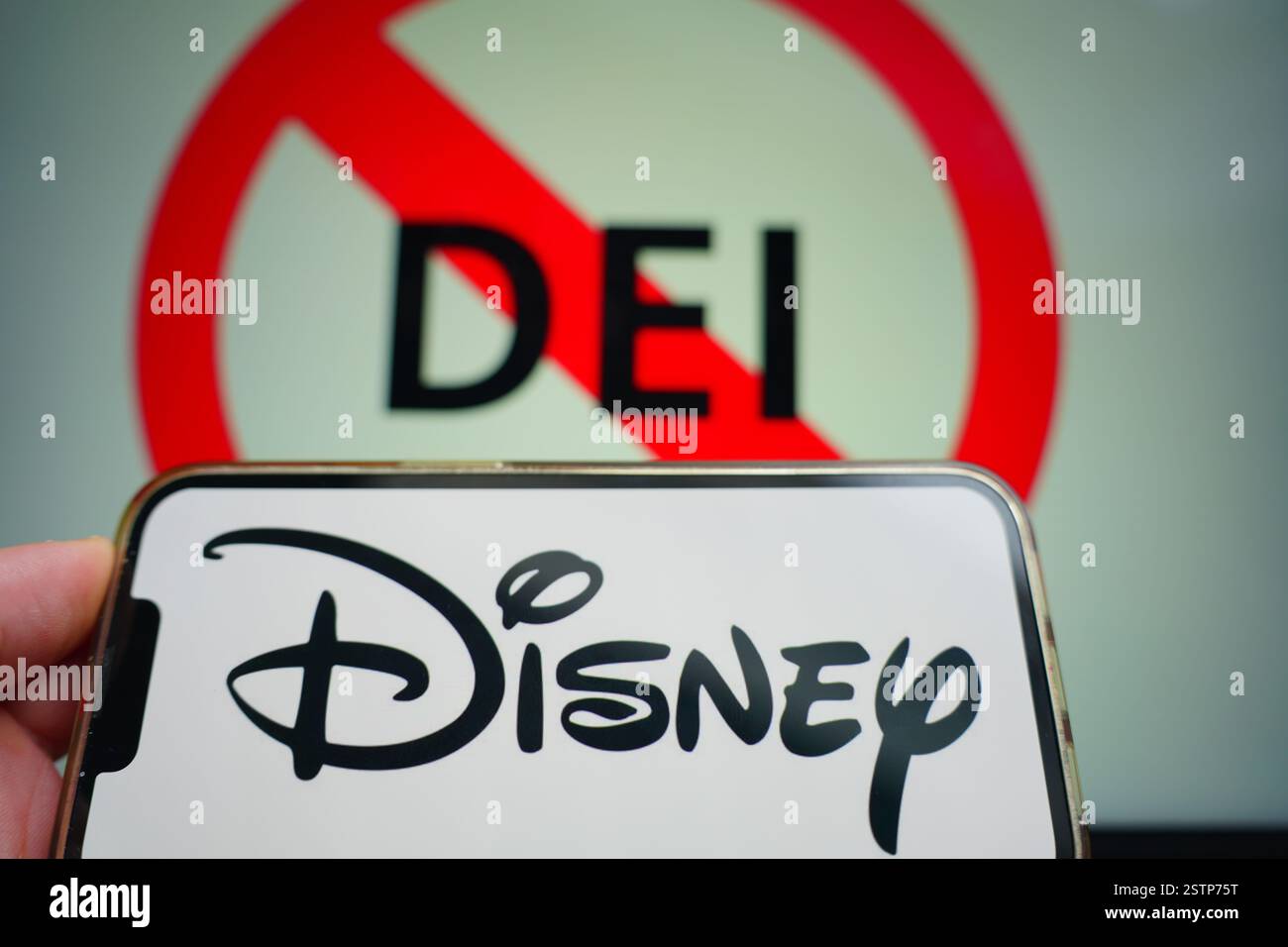 Roosendaal, The Netherlands - February 19, 2025:A phone screen displaying the logo of Disney ...